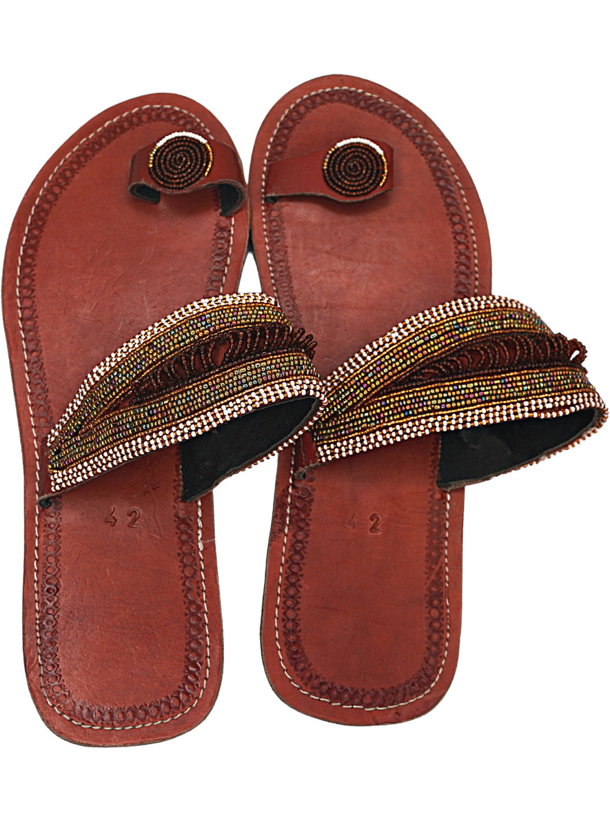 Masai Beaded African Handmade Leather Sandals Amahle - (Kenya) – The ...
