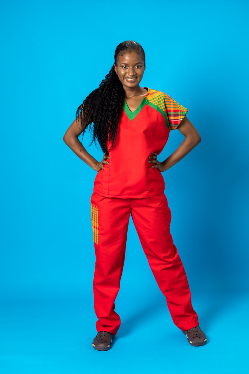 Doctor Shield Red Madras Scrubs Set – The Ngaska Store