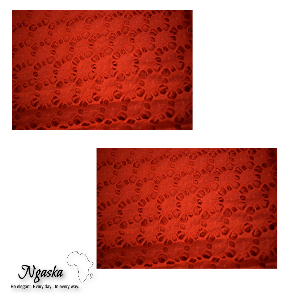 Red African Lace, Circular and Triangular Pattern Ankara Fabric Design ...